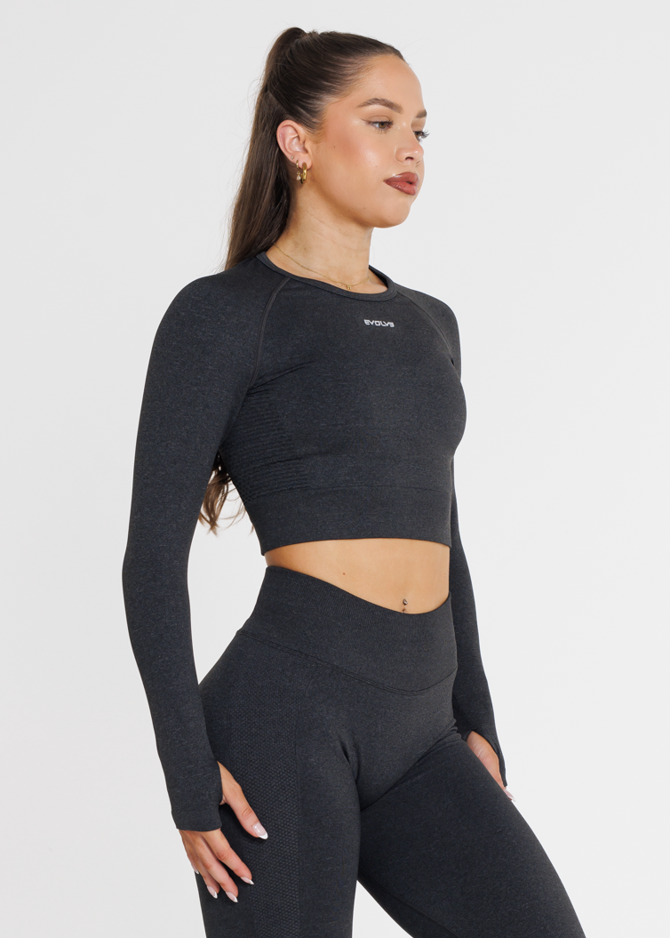 Prime Seamless Long Sleeve - Obsidian – Evolve Apparel