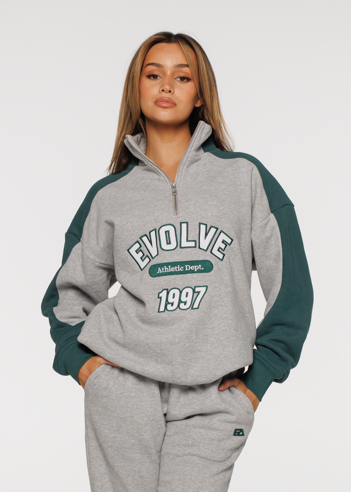 Iconic Retro ¼ Zip - Grey-Green – Evolve Apparel